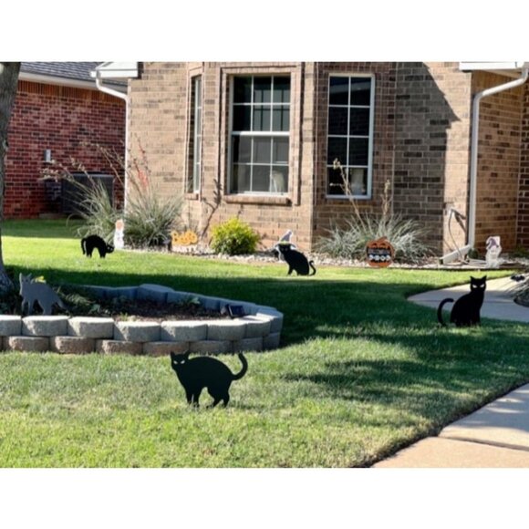 Accents | 6 Pack Halloween Black Cat Yard Signs With Stakes Scary ...